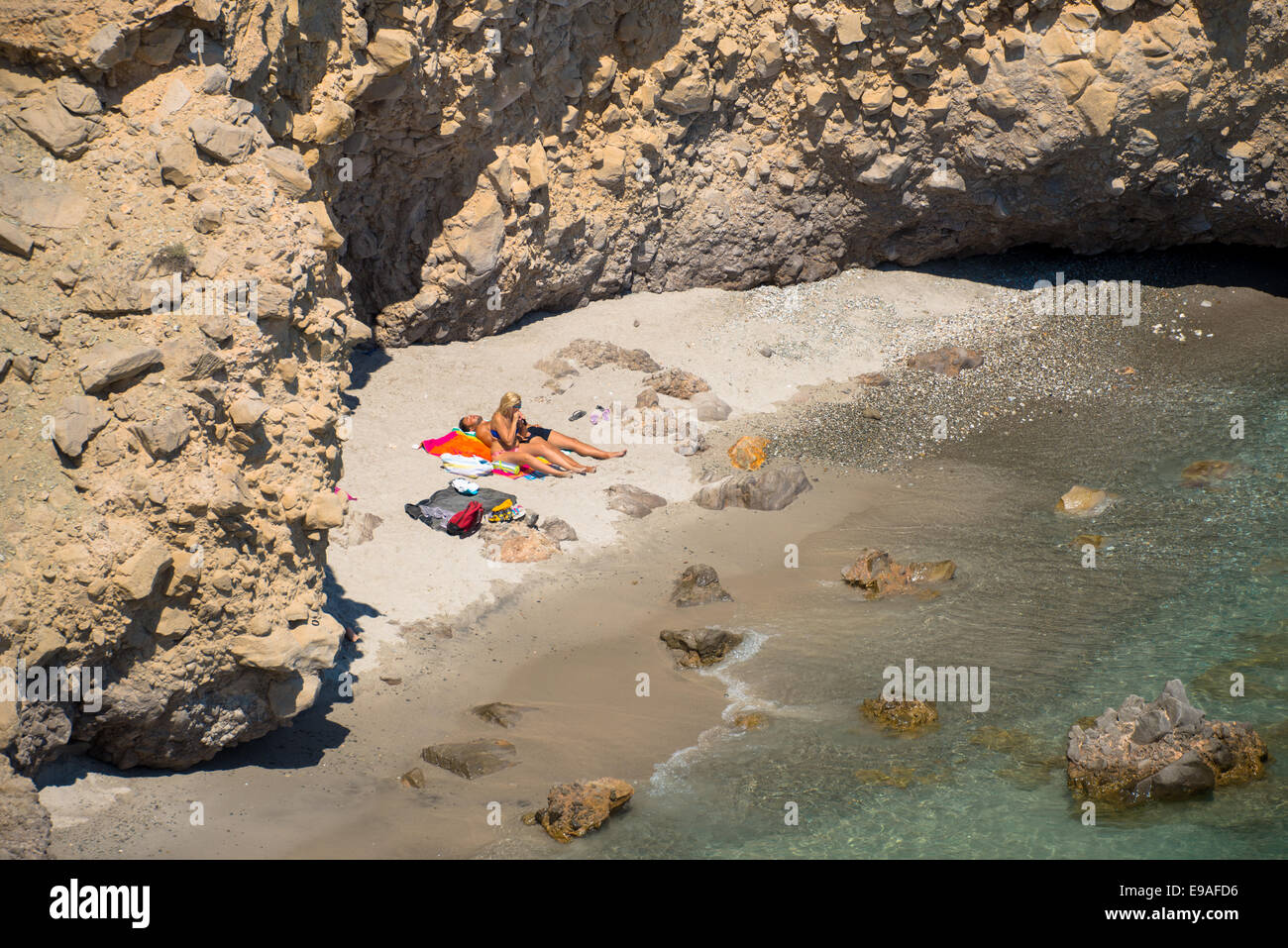 the beautiful bay and beach of tsigrado at milos island greece Stock ...