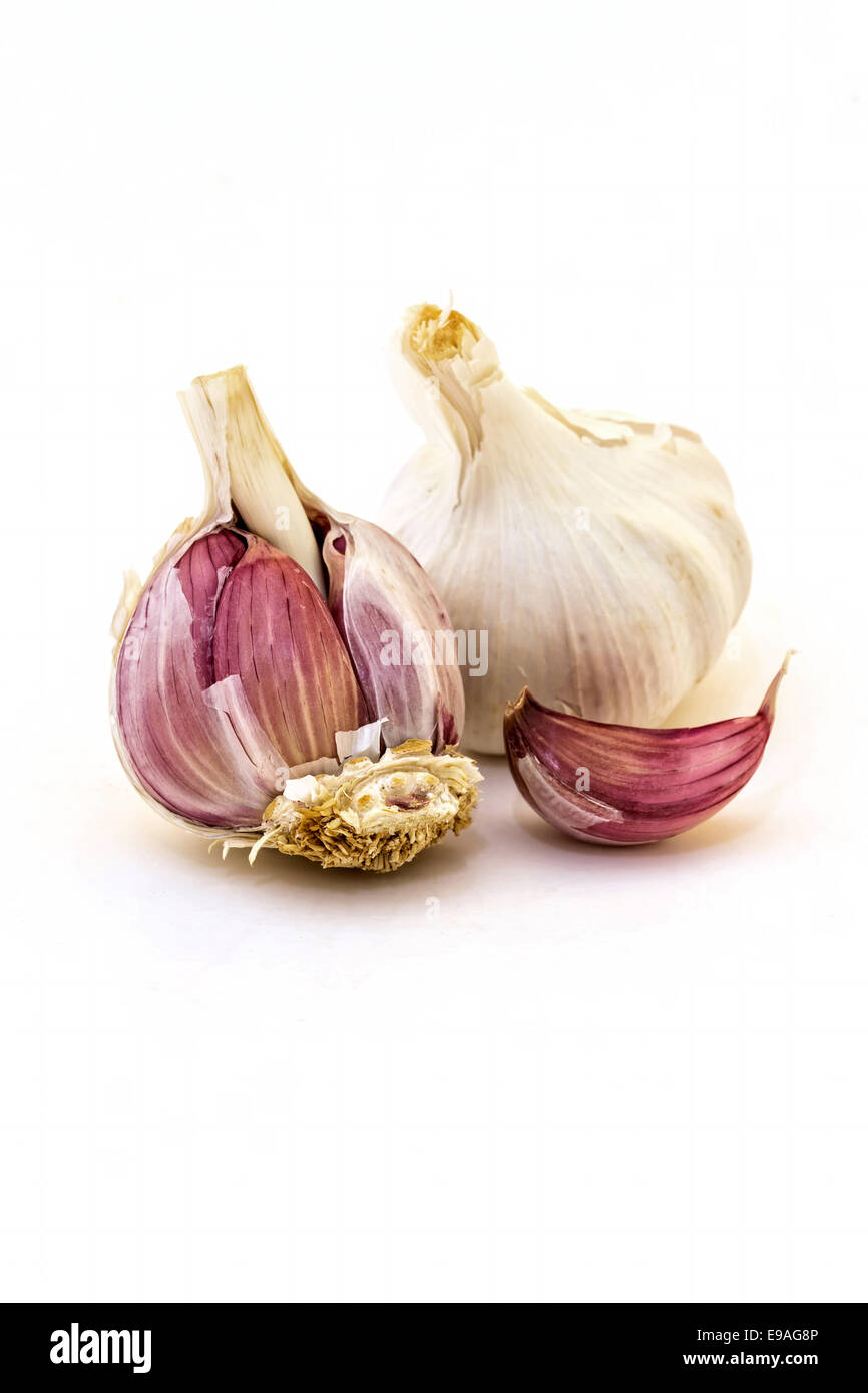 Healthy garlic on the white background Stock Photo - Alamy