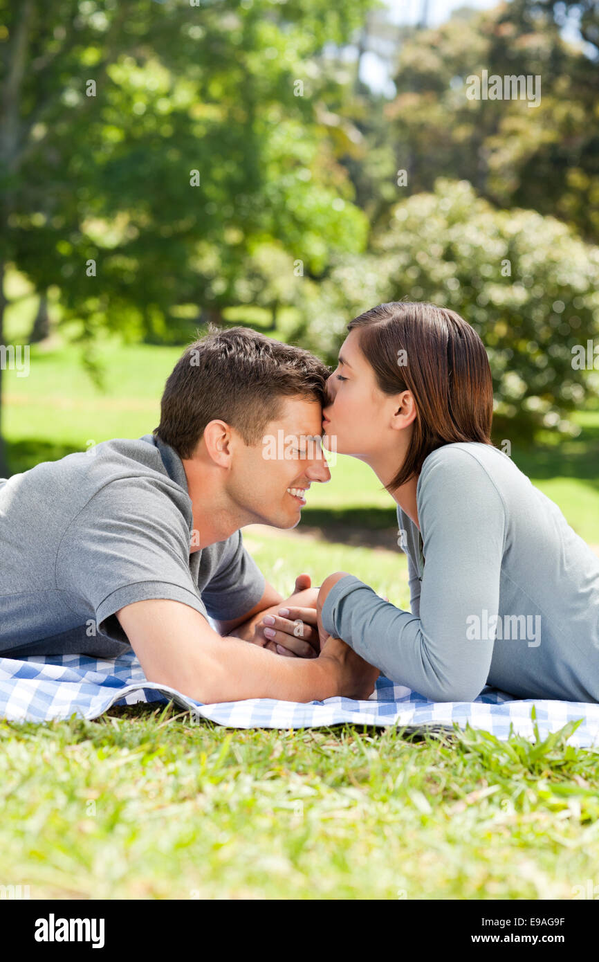 Enamored couple in the park Stock Photo - Alamy