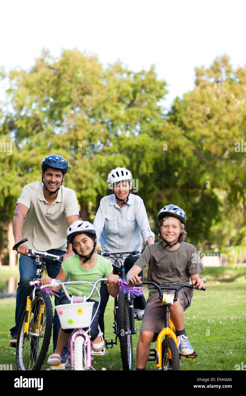 Family with their bikes Stock Photo - Alamy