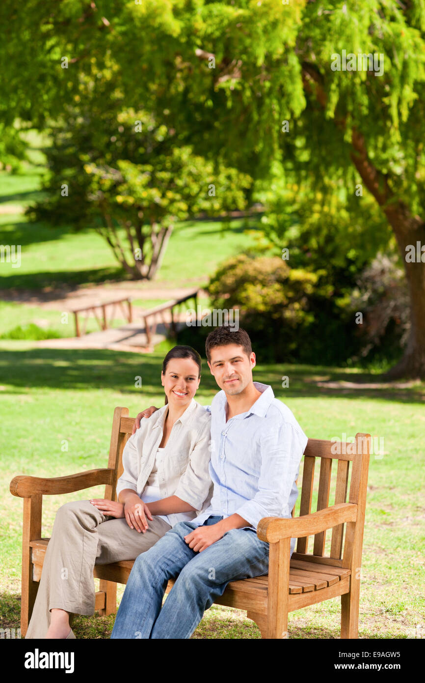 Couple on the bench Stock Photo - Alamy