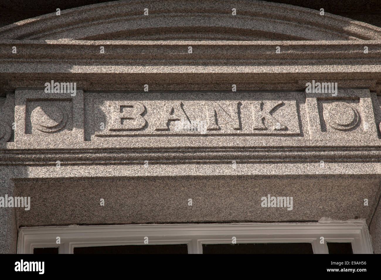 Bank Sign on Building Facade Stock Photo - Alamy