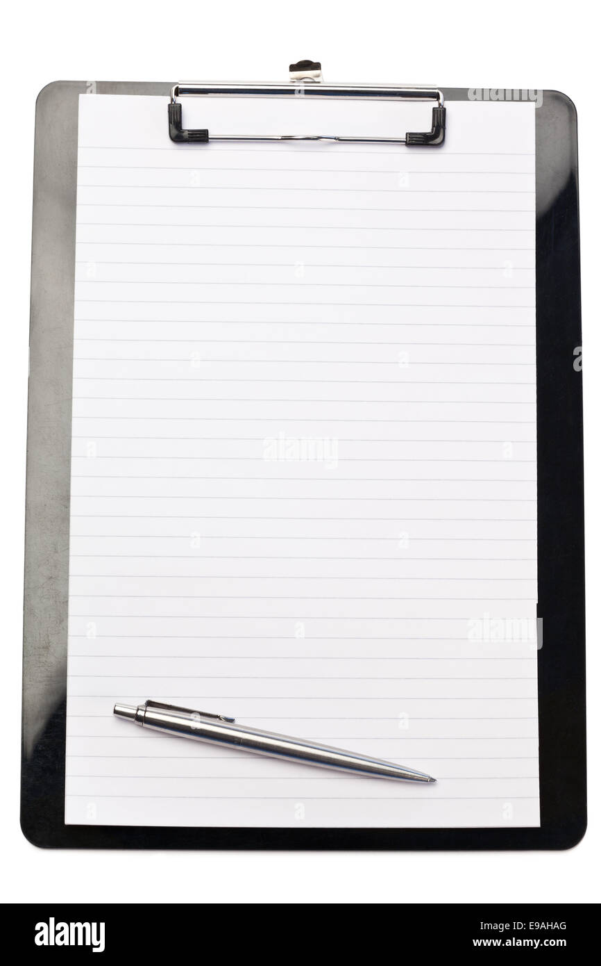 Angled pen at the botom of note pad Stock Photo - Alamy