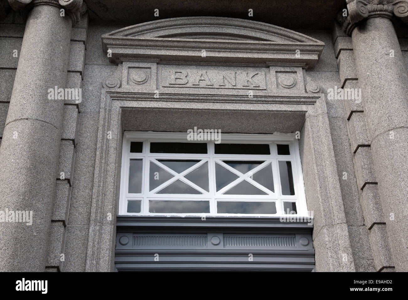 Bank Sign on Building Facade Stock Photo - Alamy
