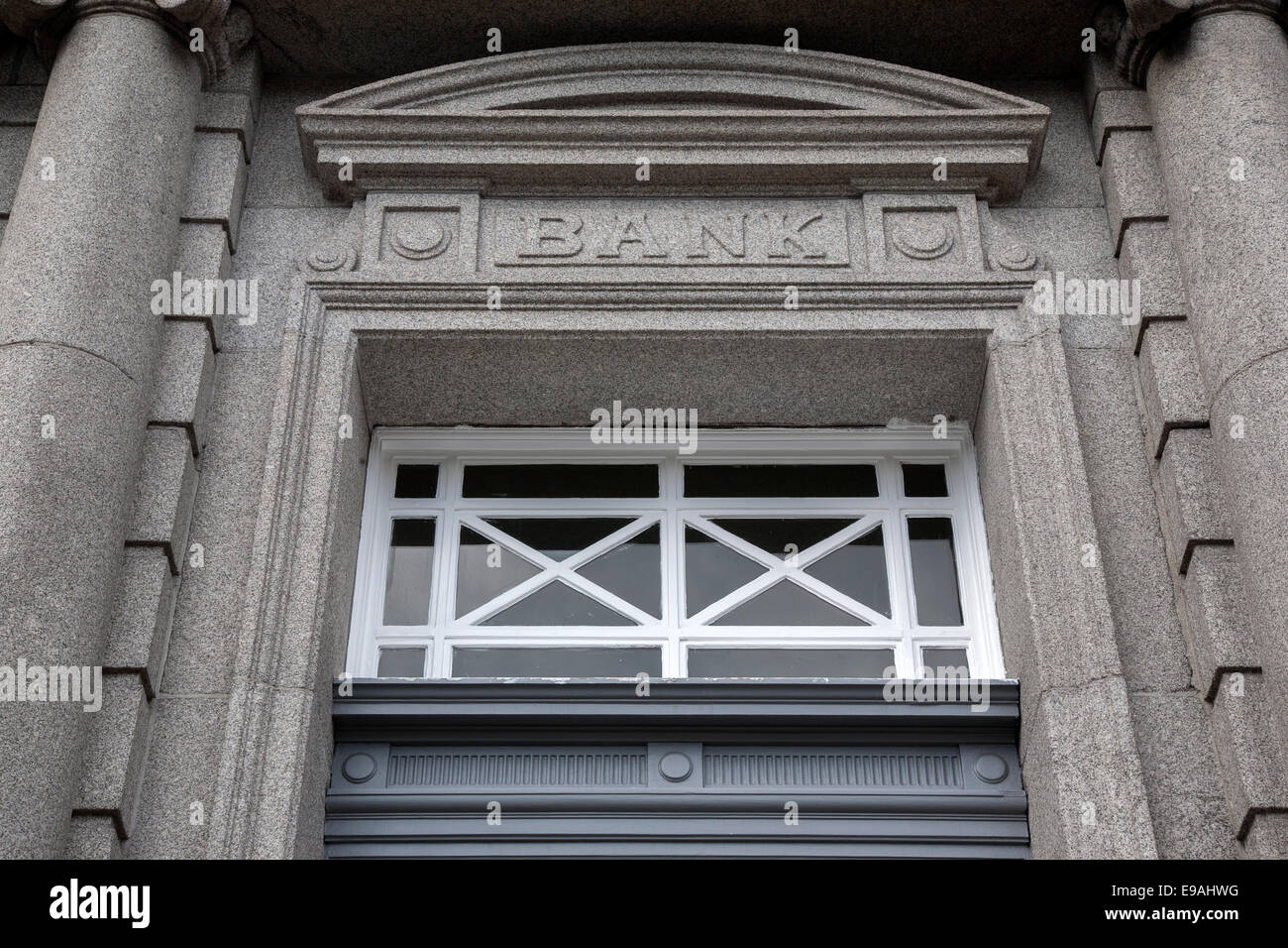 Bank Sign on Building Facade Stock Photo - Alamy