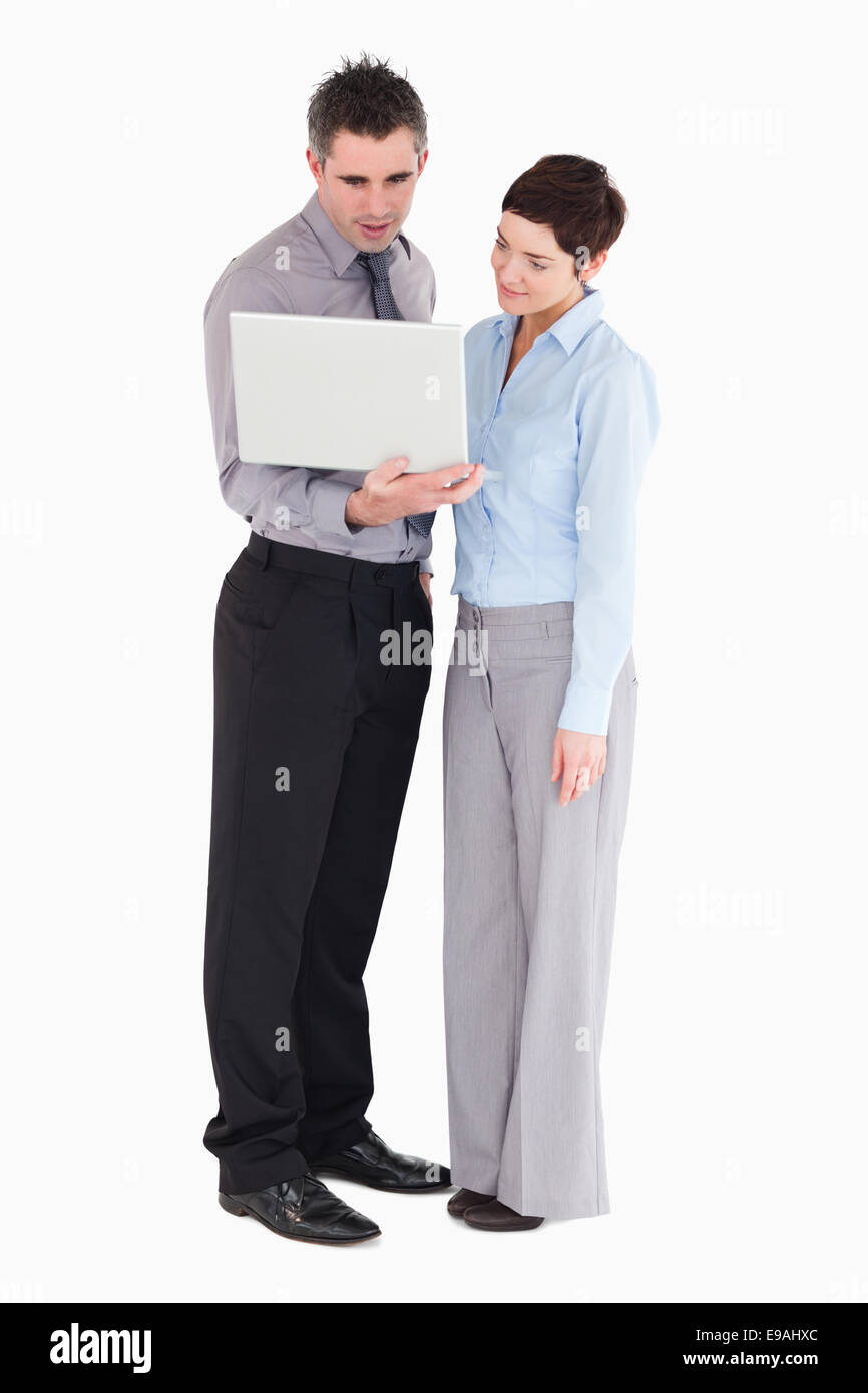 Colleagues using computer Cut Out Stock Images & Pictures - Alamy