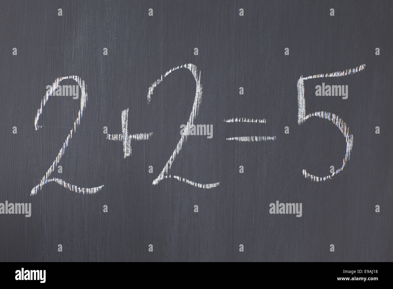 Blackboard with 2+2=5 written on it Stock Photo - Alamy