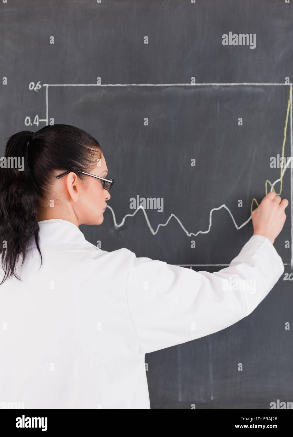 Scientist drawing charts on the blackboard Stock Photo - Alamy