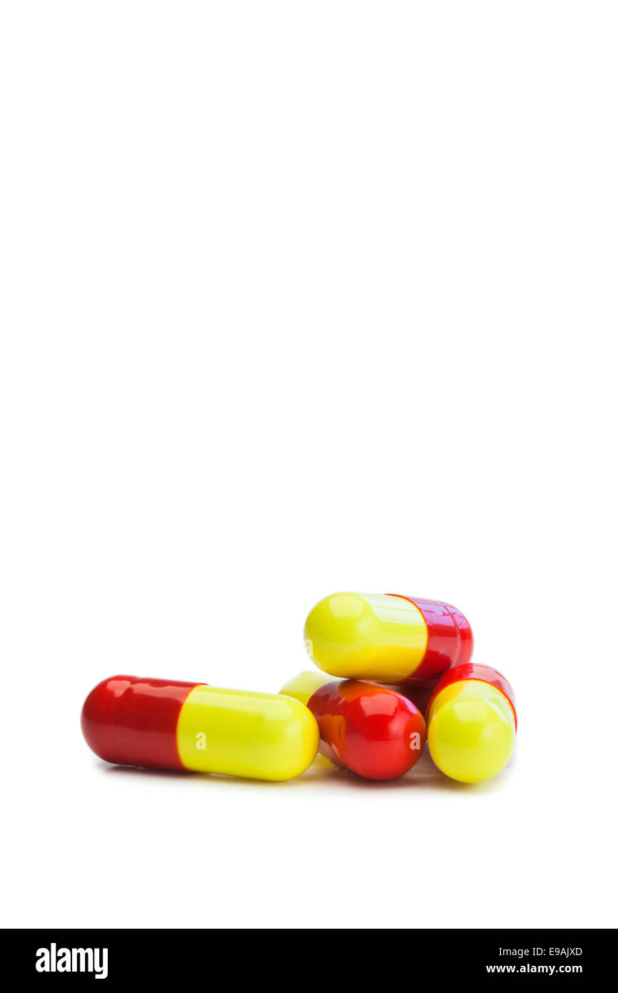 Yellow and red medicine Stock Photo - Alamy