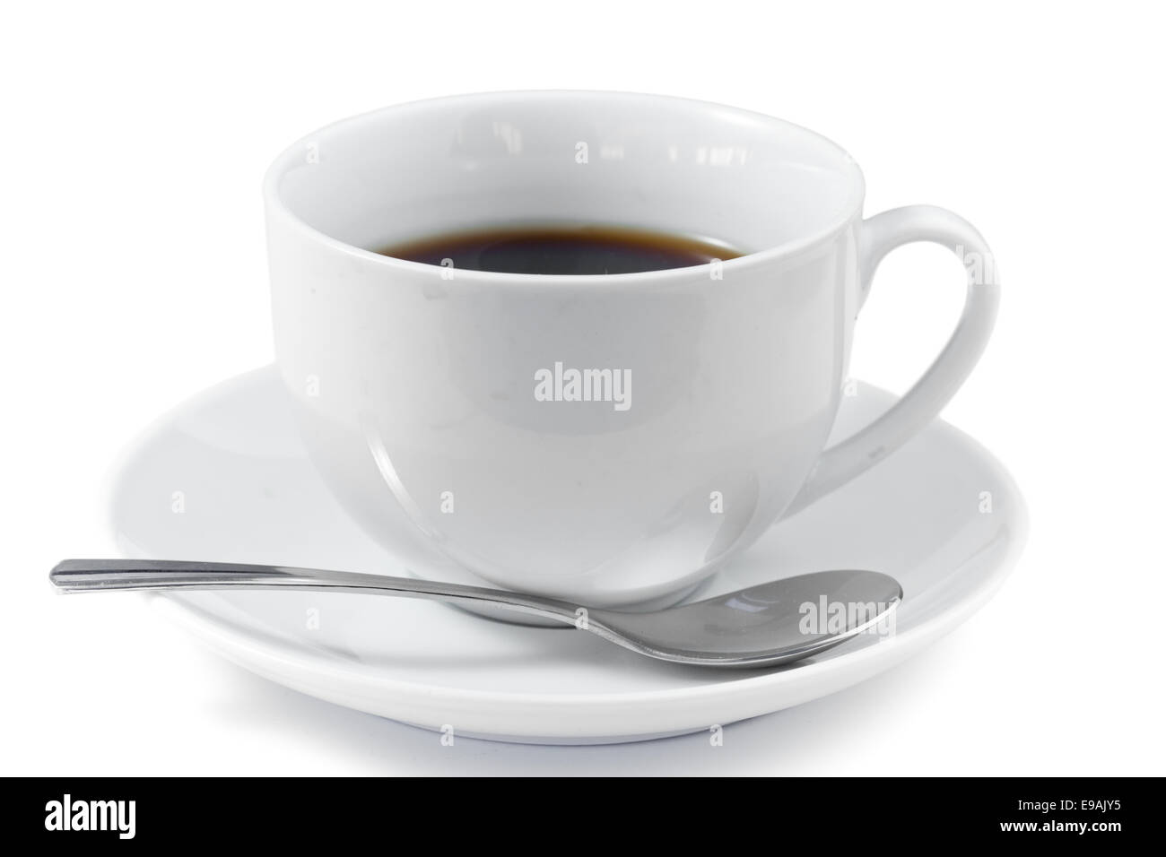 Cup of coffee with spoon and saucer Stock Photo - Alamy