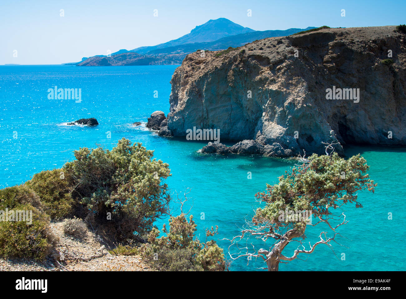 the beautiful bay and beach of tsigrado at milos island greece Stock ...