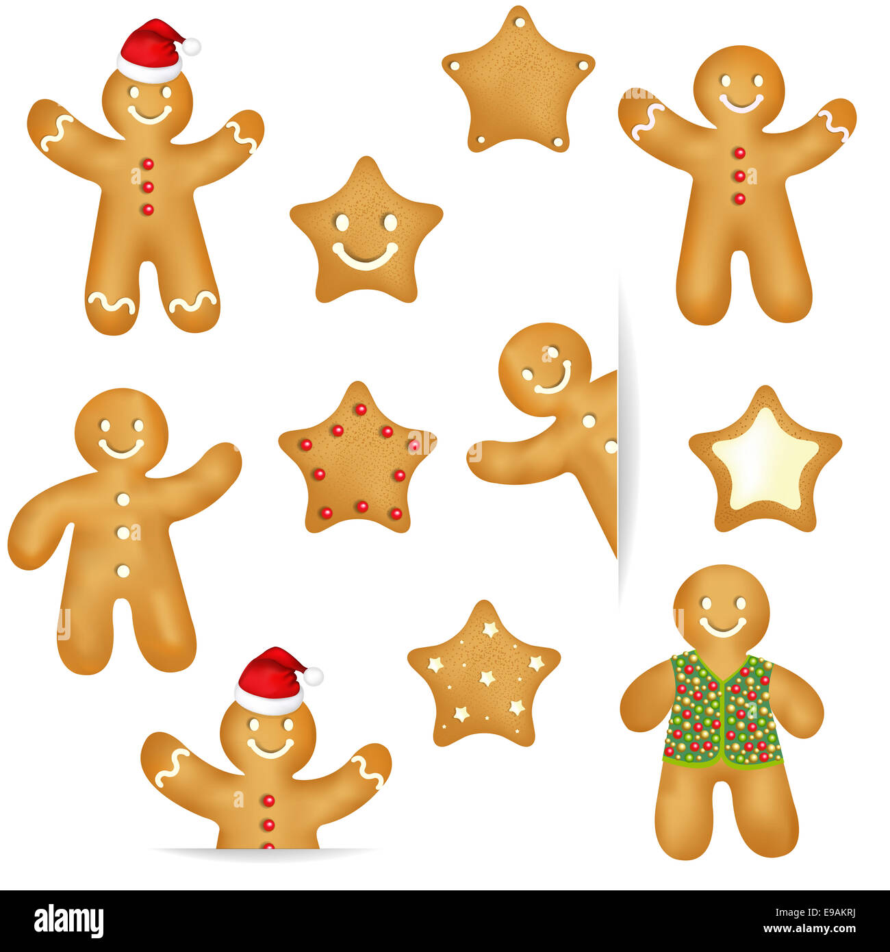 Gingerbread Cookies Set Stock Photo - Alamy