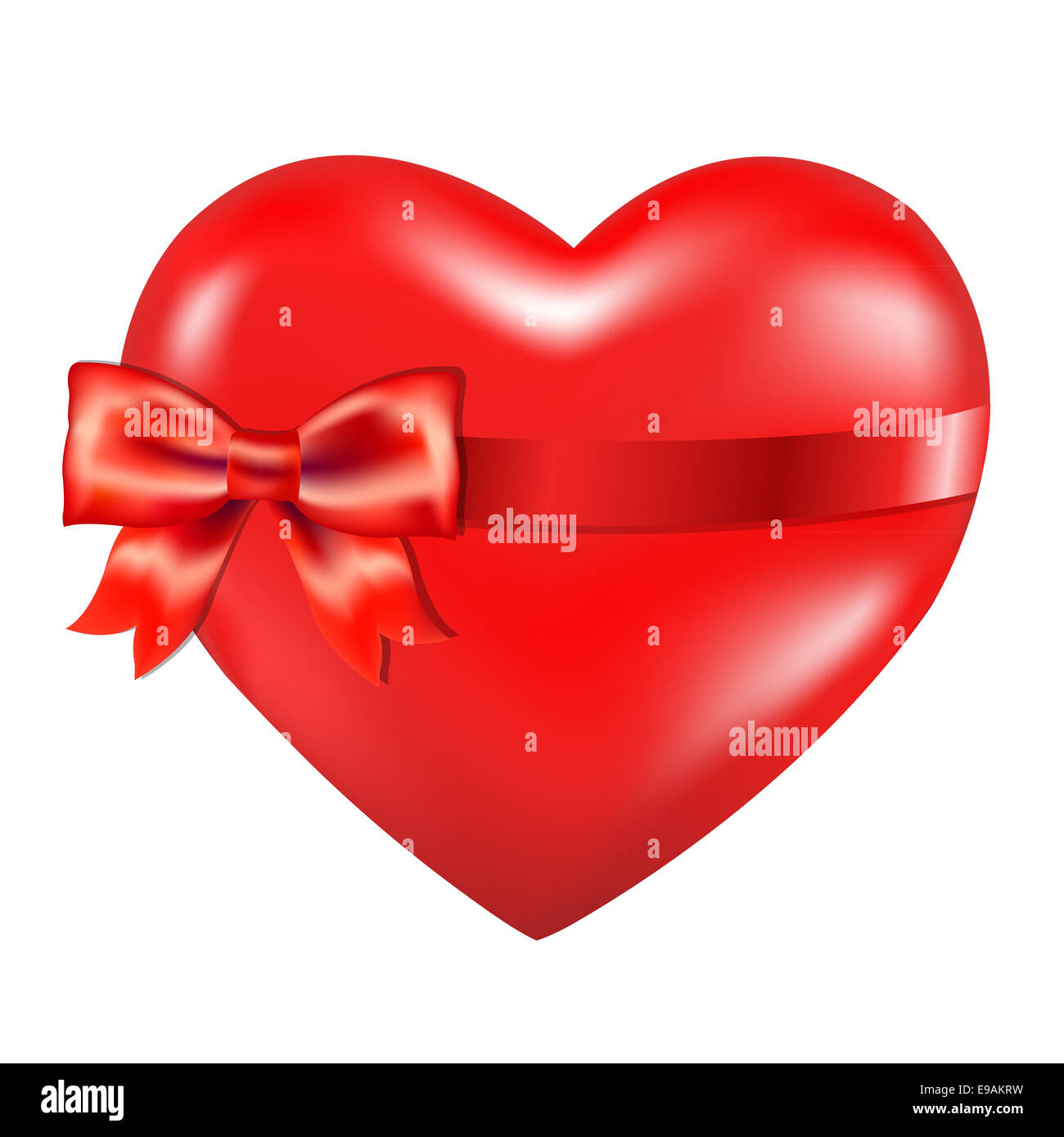 Red Heart With Red Bow Stock Photo - Alamy
