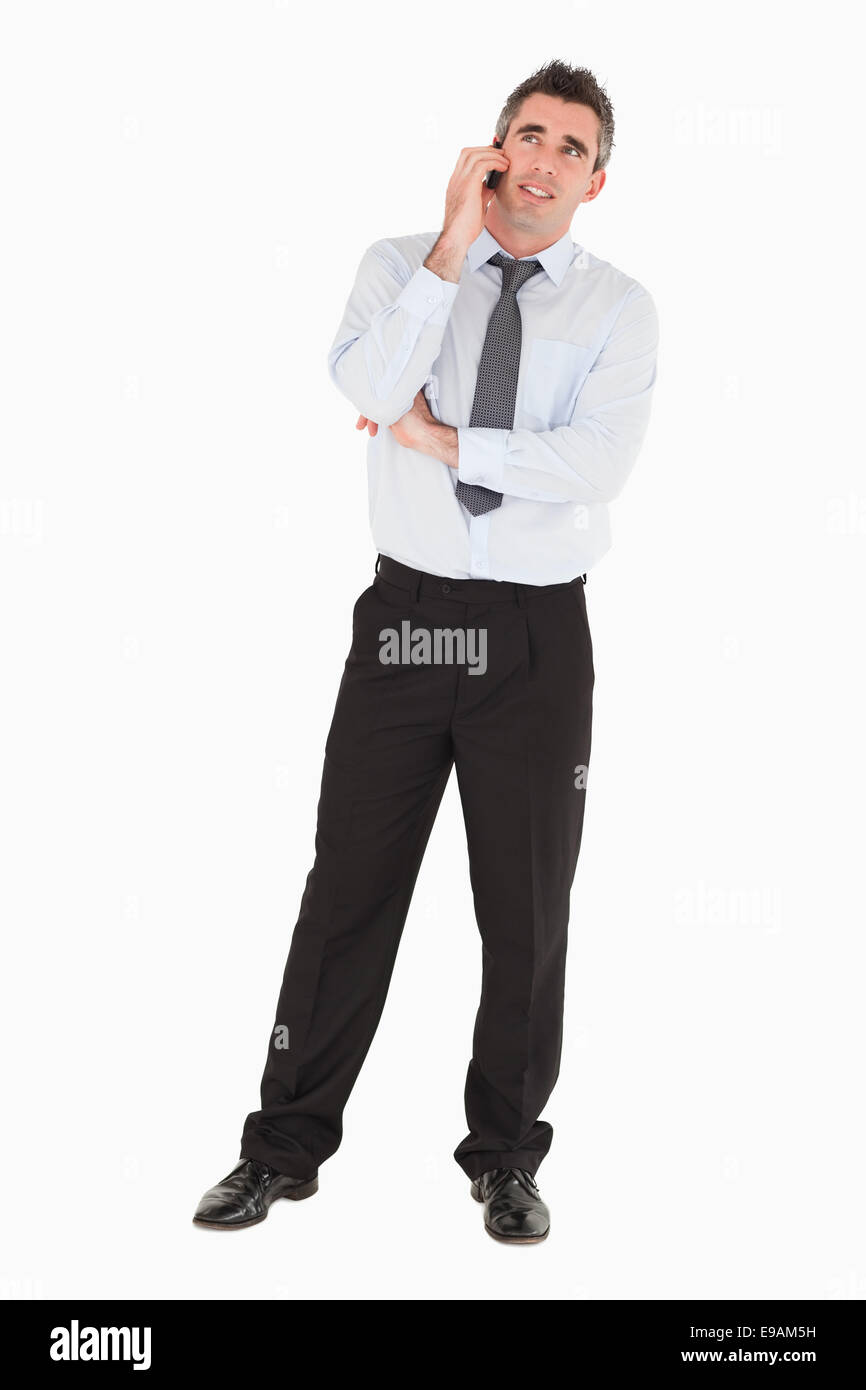 Happy businessman using cell phone Cut Out Stock Images & Pictures - Alamy