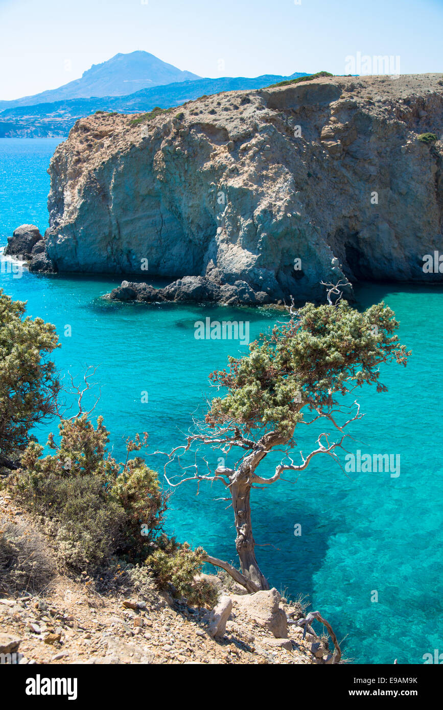 the beautiful bay and beach of tsigrado at milos island greece Stock ...