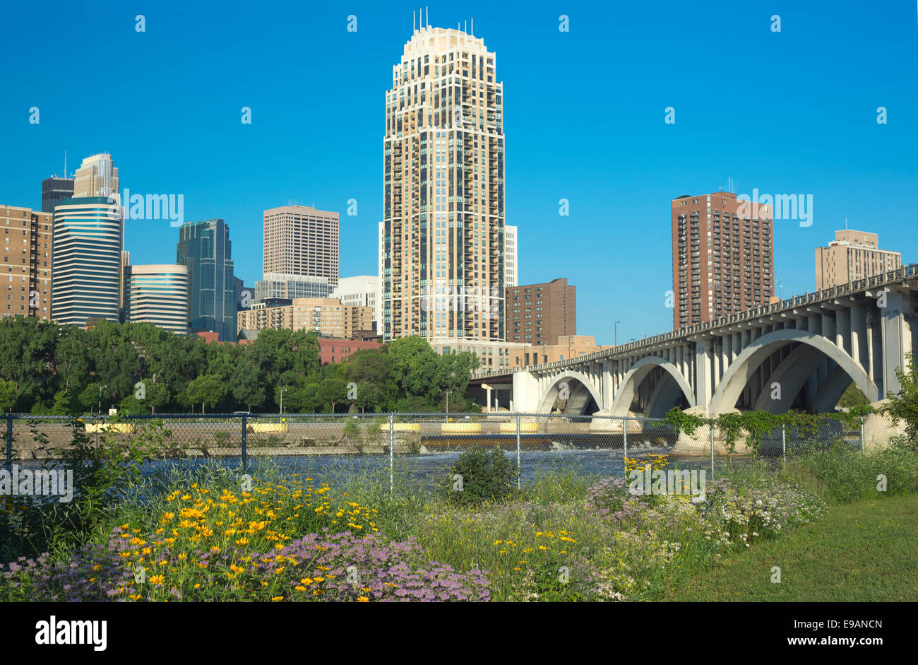 SAINT ANTHONY MAIN RIVERFRONT THIRD AVENUE BRIDGE MISSISSIPPI RIVER ...