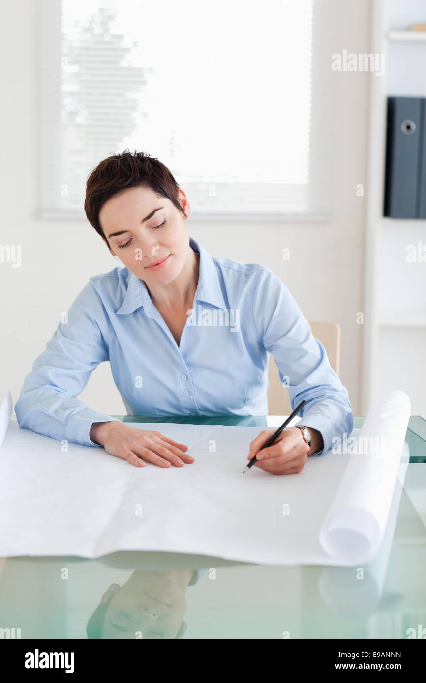 Gorgeous woman with a architectural plan Stock Photo - Alamy
