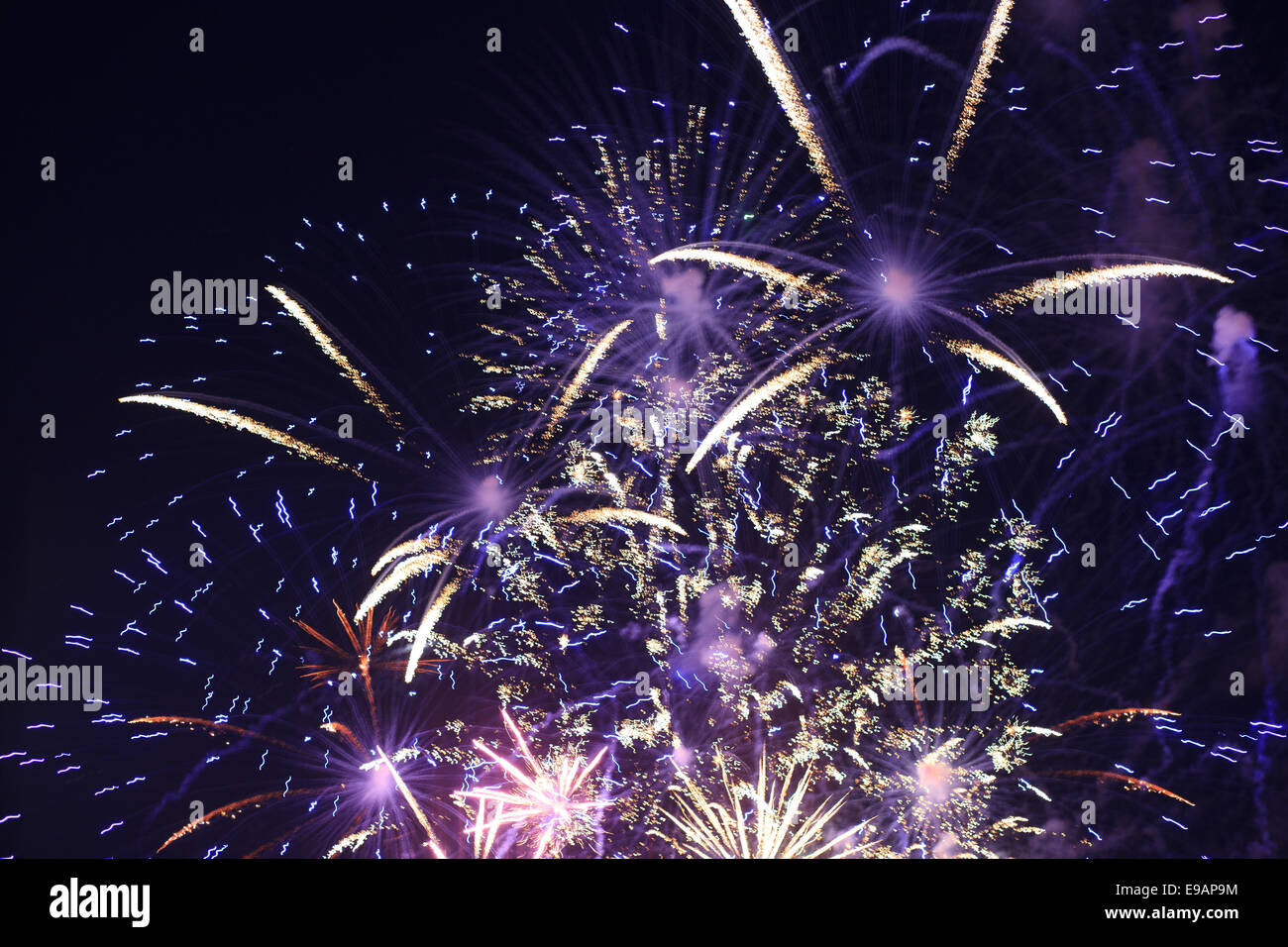 Beautiful fireworks in the night sky Stock Photo - Alamy