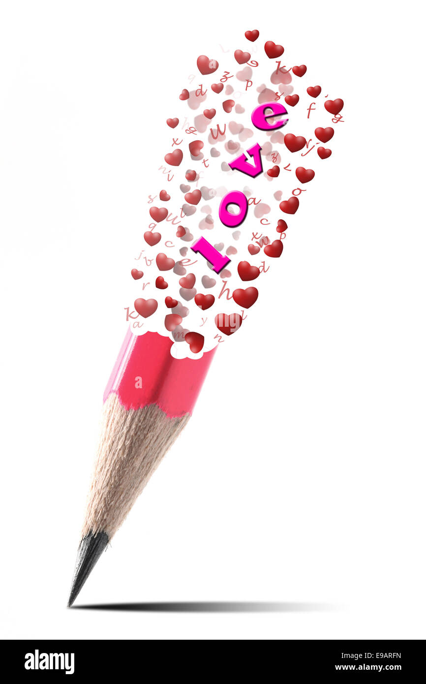 Red pencil love letter Cut Out Stock Images & Pictures - Alamy