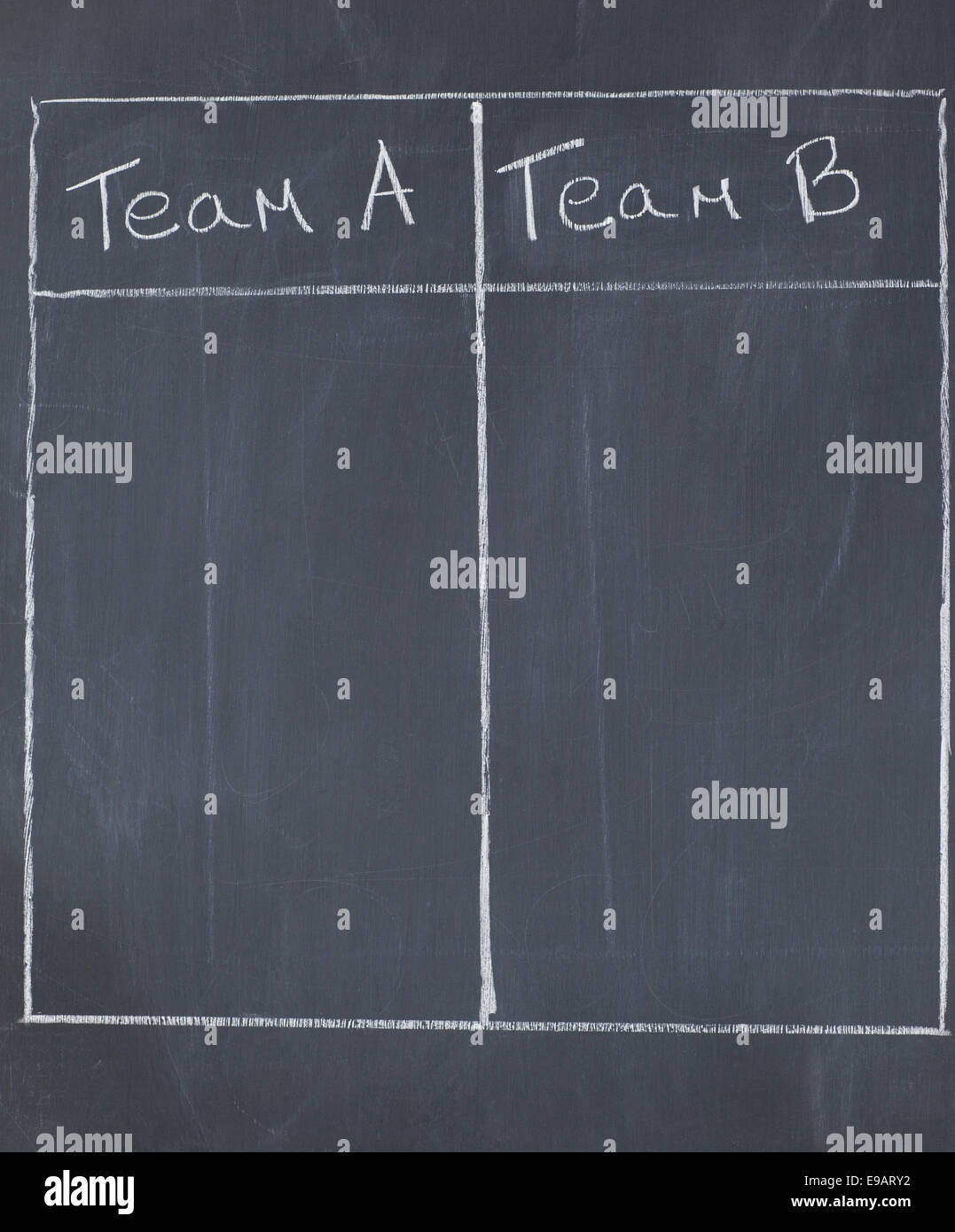 Table opposing team A and team B Stock Photo - Alamy