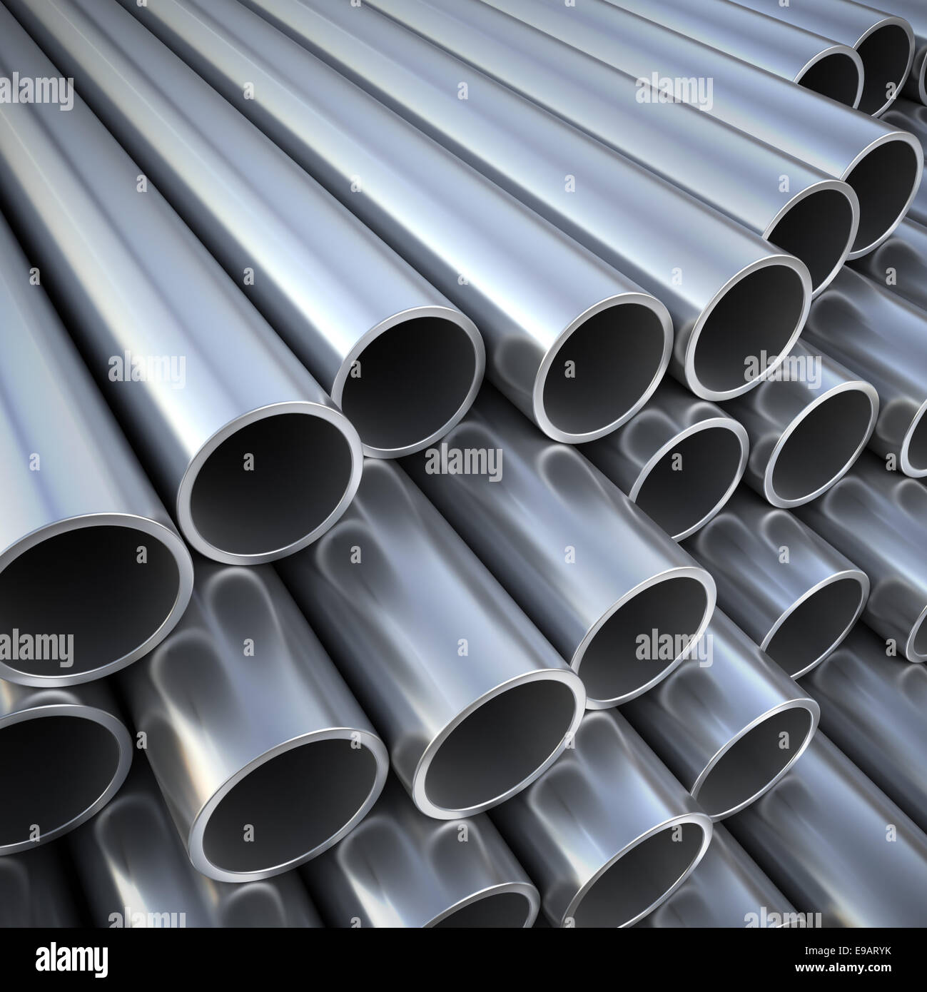 Steel Metal pipes and tubes. Industrial 3d illustration Stock Photo - Alamy