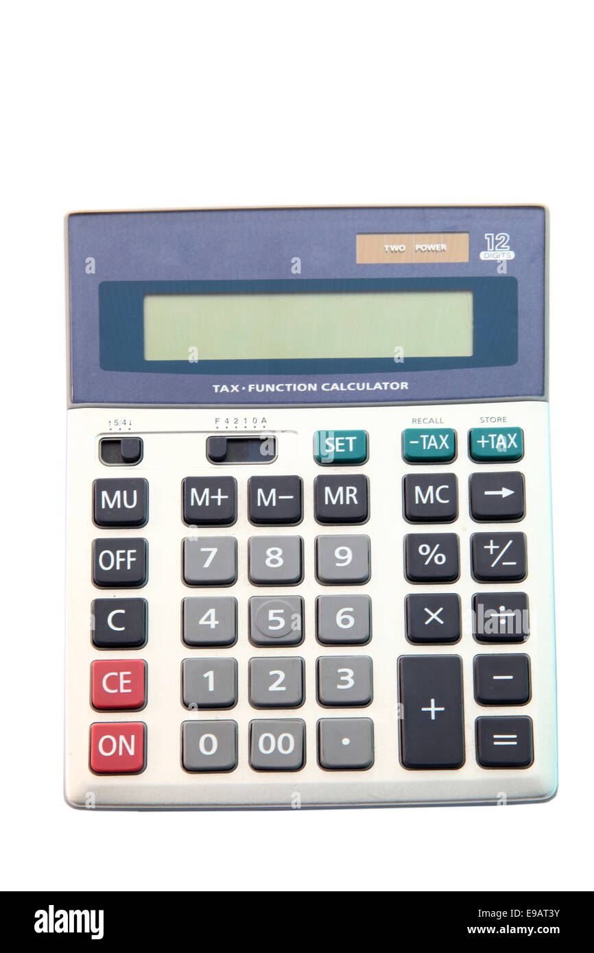 calculator in gray tones for tax Stock Photo - Alamy