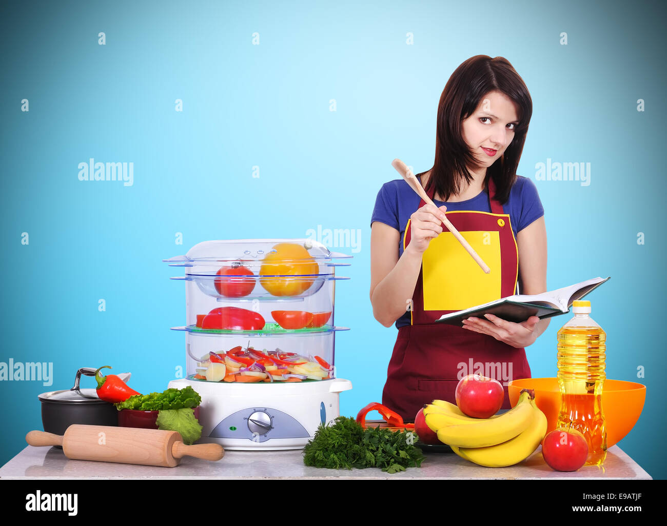 young women in the kitchen preparing dinner Stock Photo - Alamy