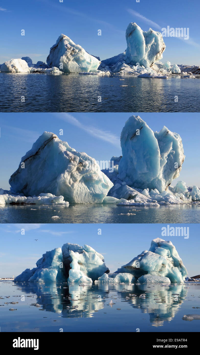 iceberg floating close to a glacier in Iceland Stock Photo - Alamy