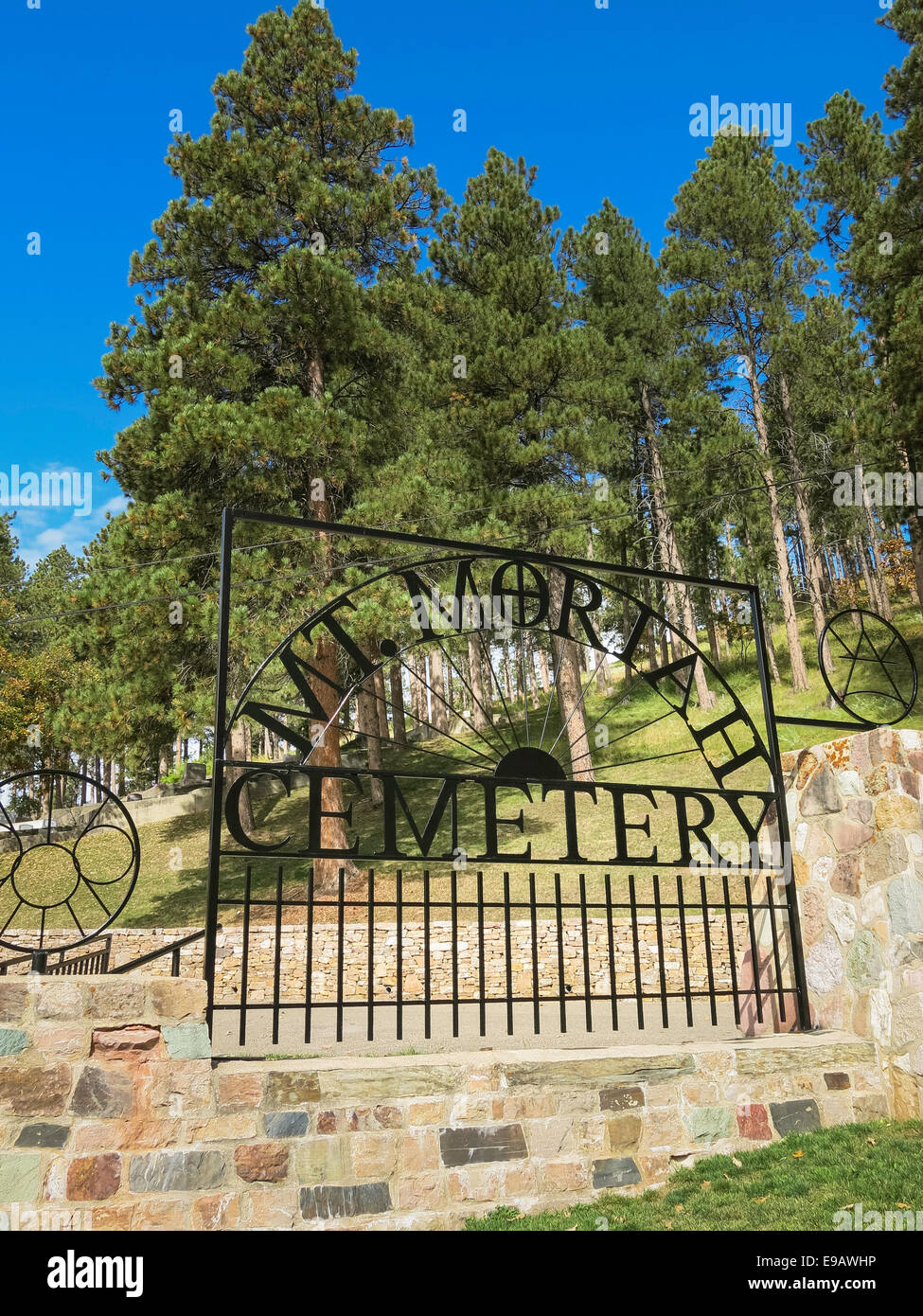 Main Gate, Mount Moriah Cemetery in Deadwood, South Dakota, USA Stock ...