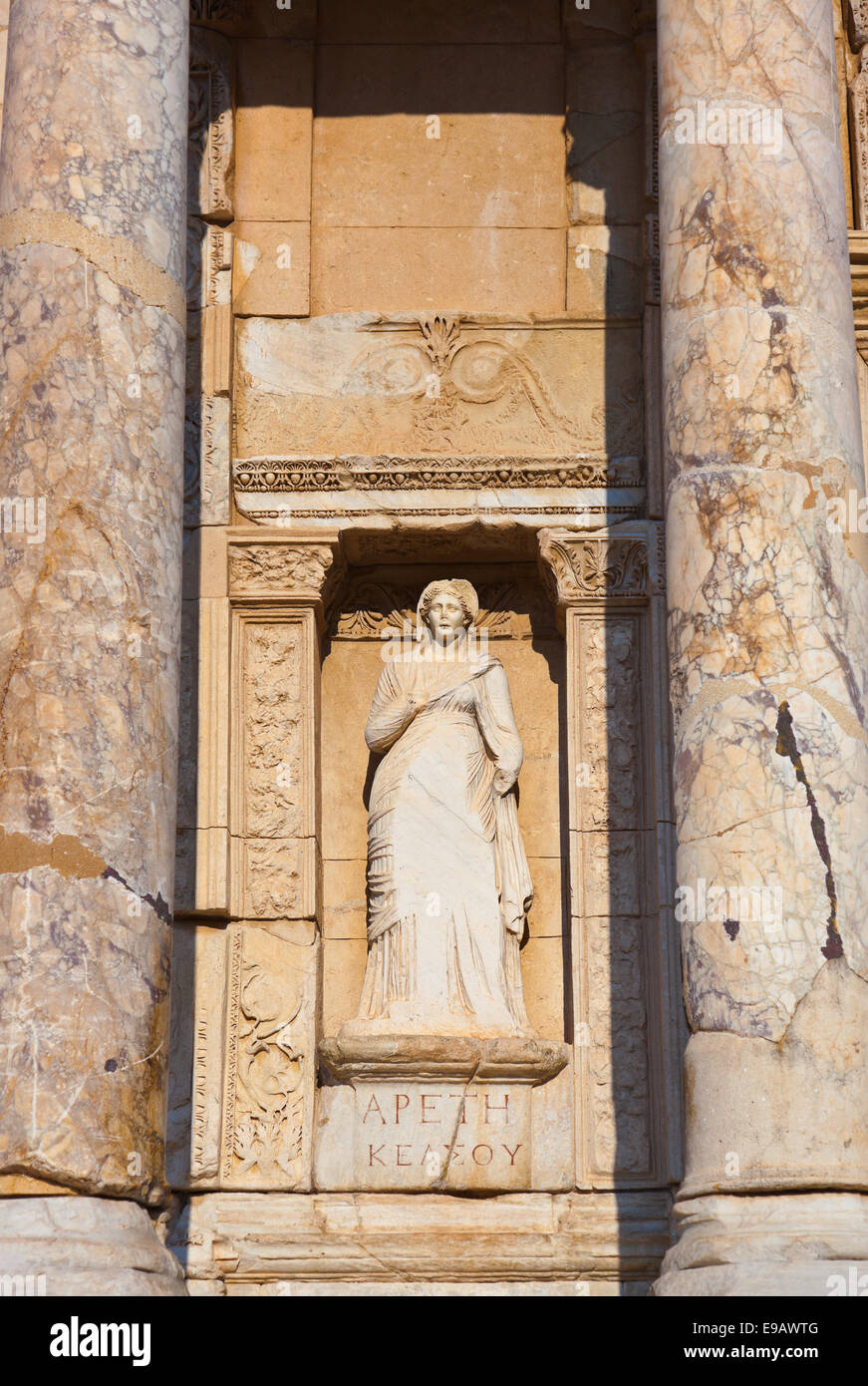 Fragment of Celsius Library in Ephesus Turkey Stock Photo - Alamy