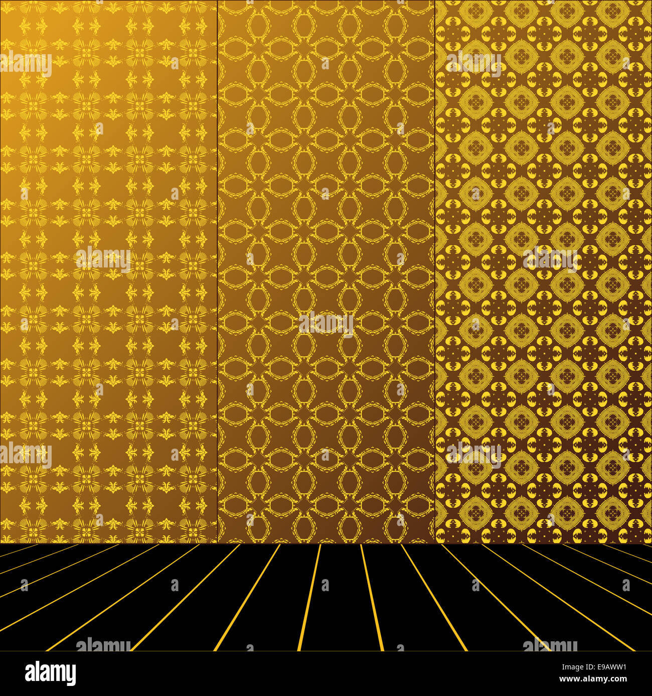 Golden Room with set seamless and wooden floor Stock Photo - Alamy