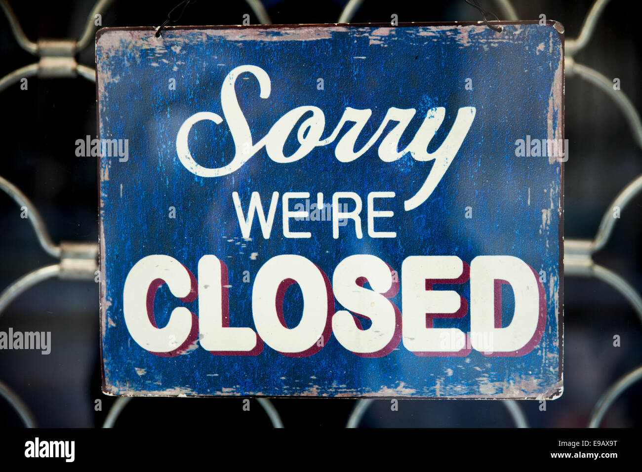 Old vintage sign saying Sorry We're Closed Stock Photo - Alamy