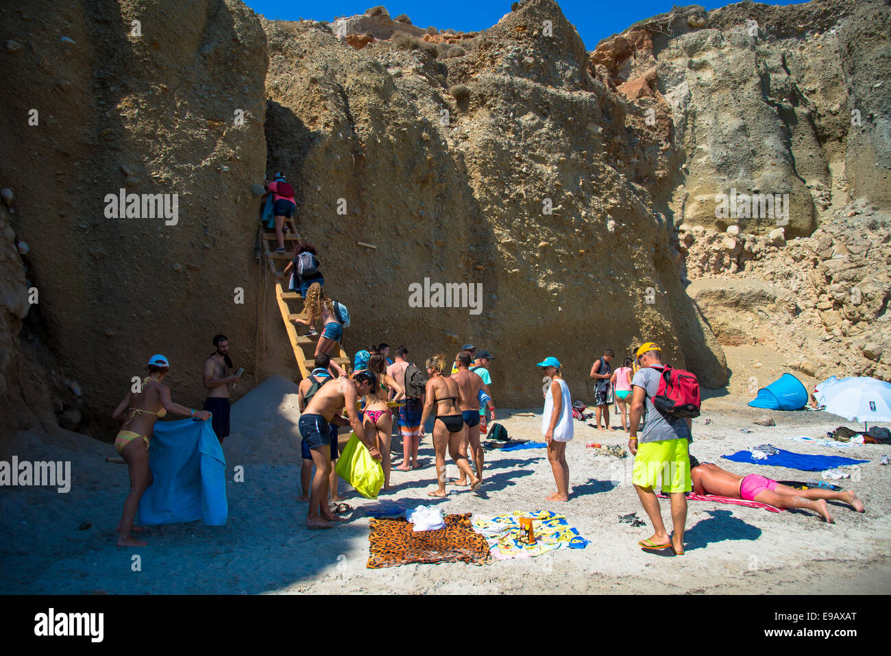 idyllic beach of tsigrado at milos island greece Stock Photo - Alamy