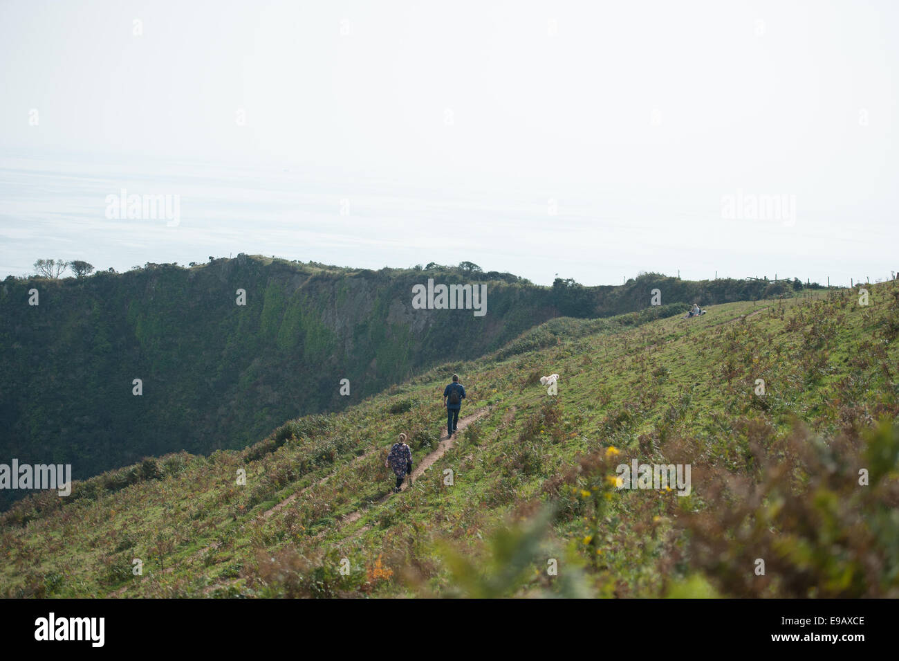 Walking on a coastal Path in Devon Stock Photo - Alamy