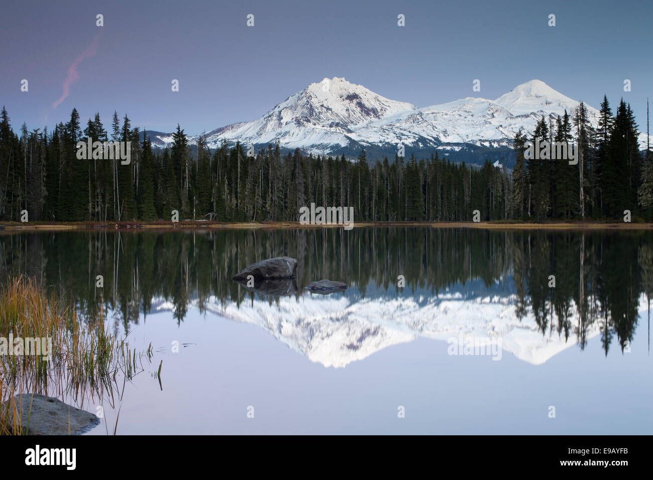 Scott Lake with Three Sisters, Eugene, Oregon, United States Stock ...