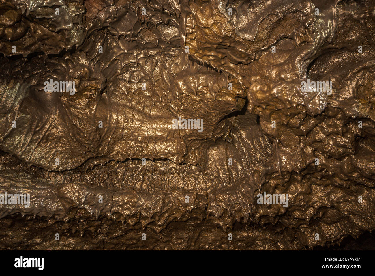 Solidifed lava in a subterranean lava tube created by an eruption of ...