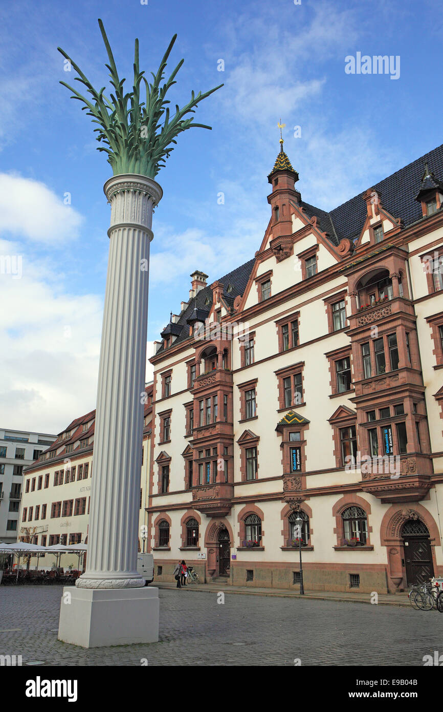Predigerhaus, historic building, with the Nikolai Column commemorating ...