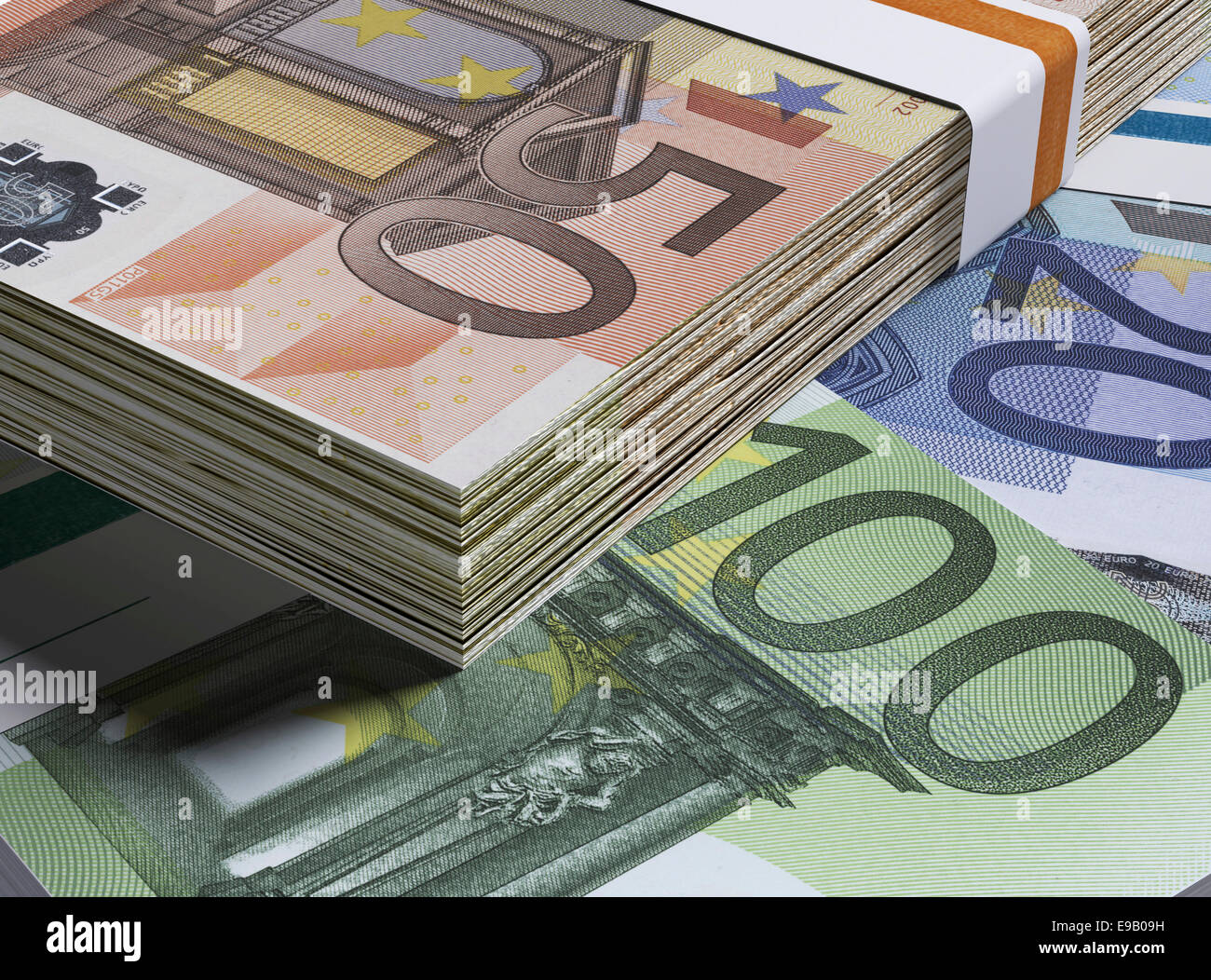 Bundles of money, Euro banknotes Stock Photo - Alamy
