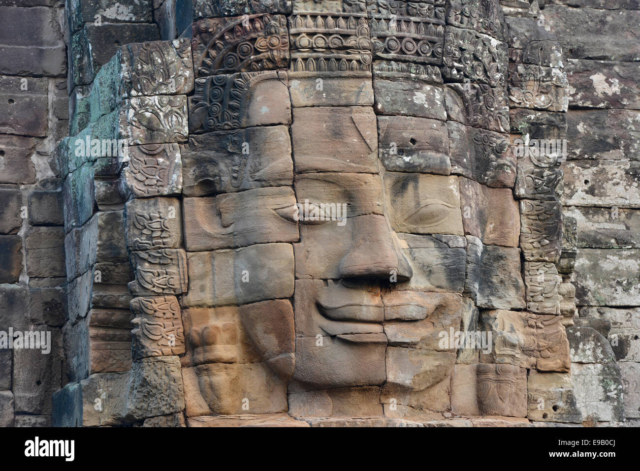 Face tower face of Bodhisattva Lokeshvara, Avalokiteshvara, Bayon ...