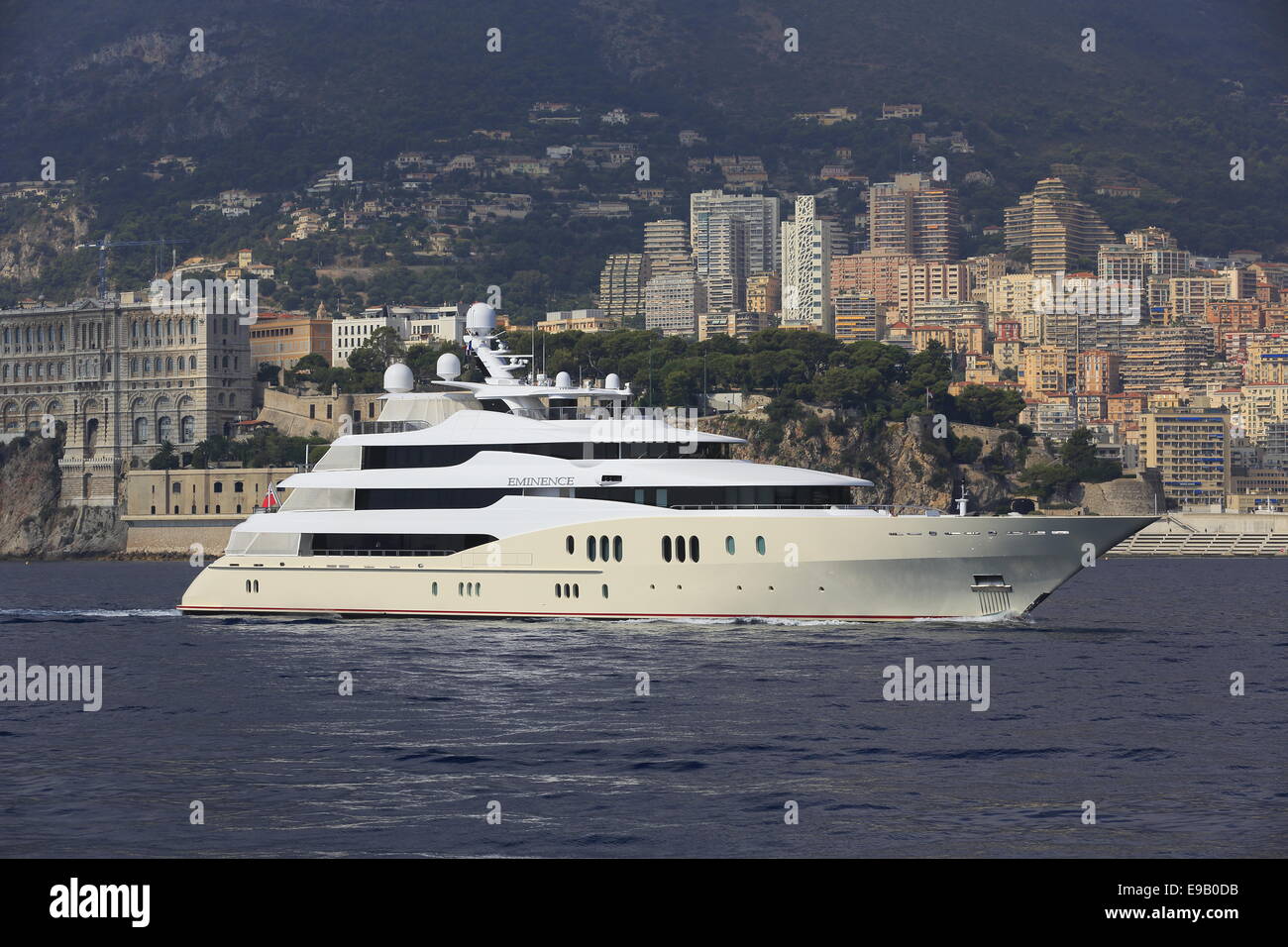 Abeking and Rasmussen motor yacht, Eminence, crossing in front of ...