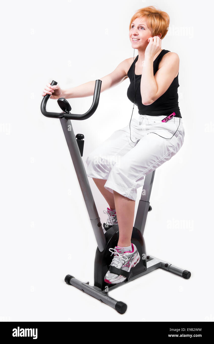 Gym woman bike hi-res stock photography and images - Alamy