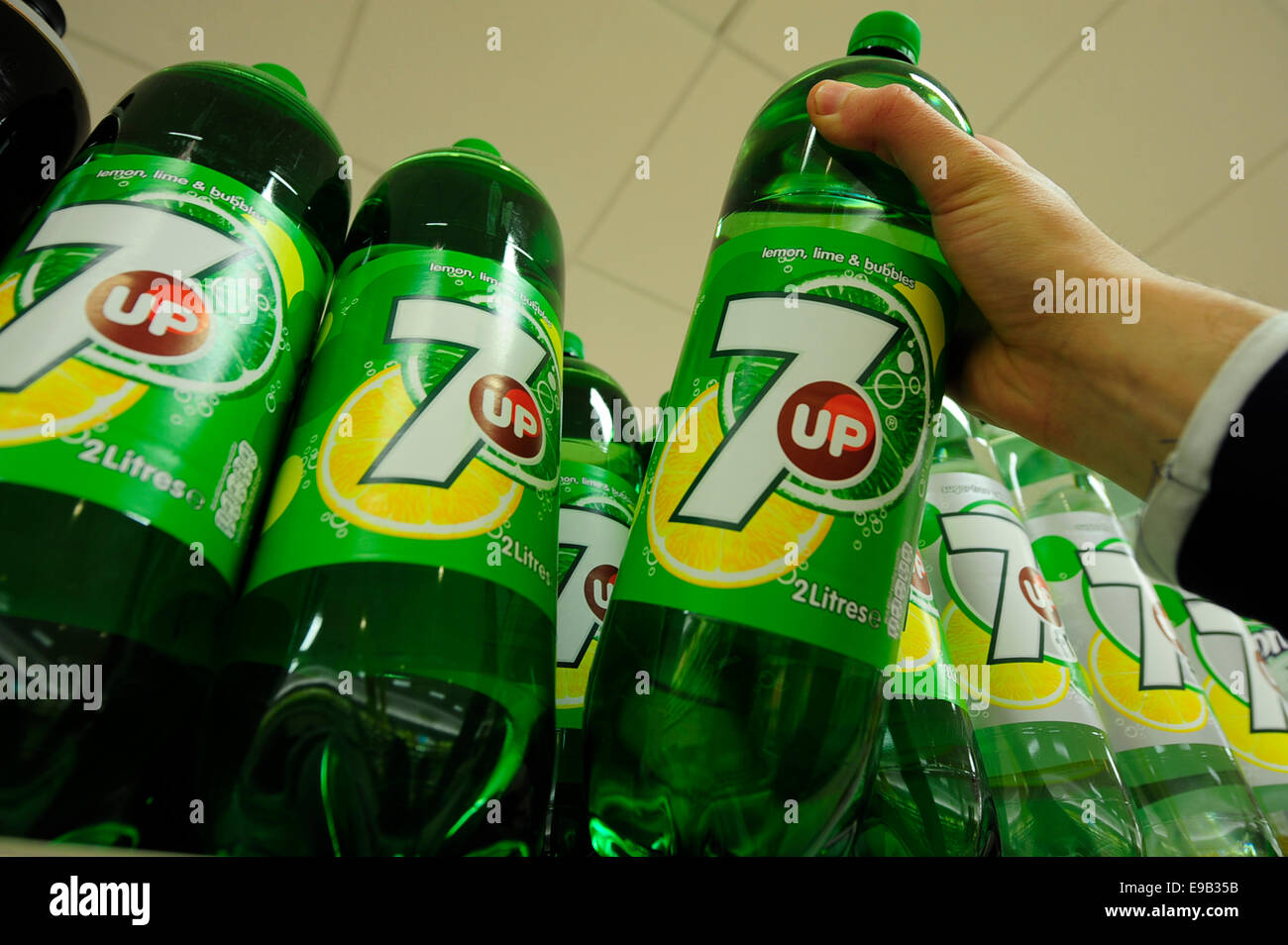 7up been taken from the shelf (Newscast)(Model Released Stock Photo - Alamy