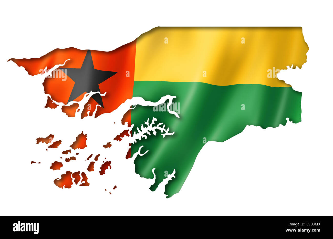 Guinea Bissau flag map, three dimensional render, isolated on white Stock Photo - Alamy