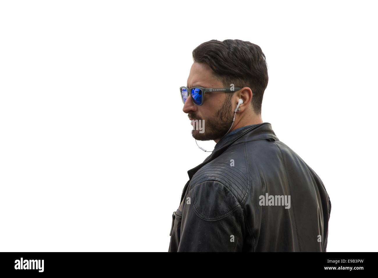 Handsome Young Man Wearing Leather Jacket Stock Photo - Alamy