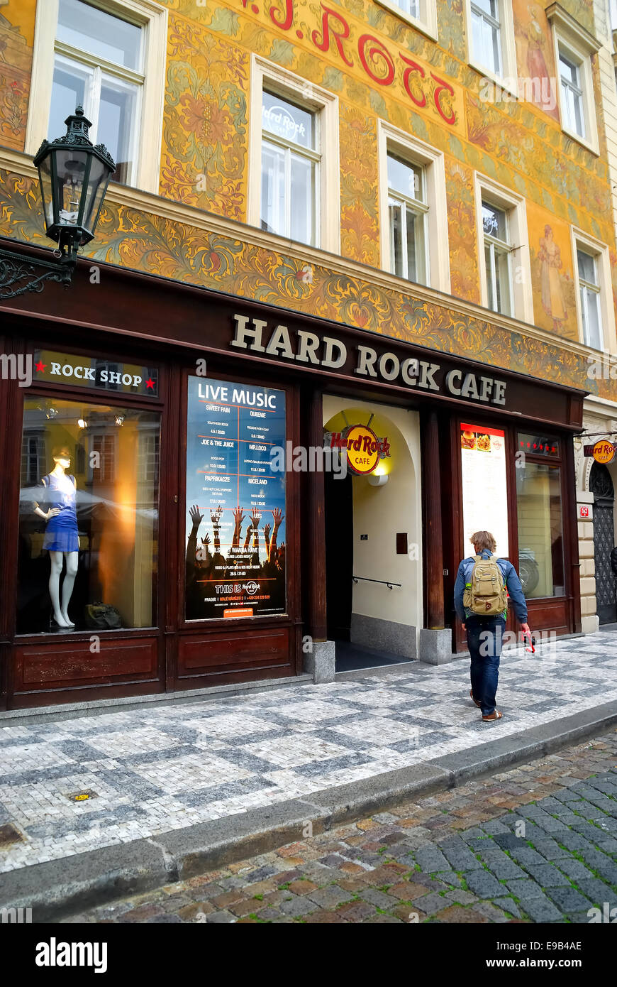 Prague, the entrance of the Hard Rock Cafe Stock Photo - Alamy