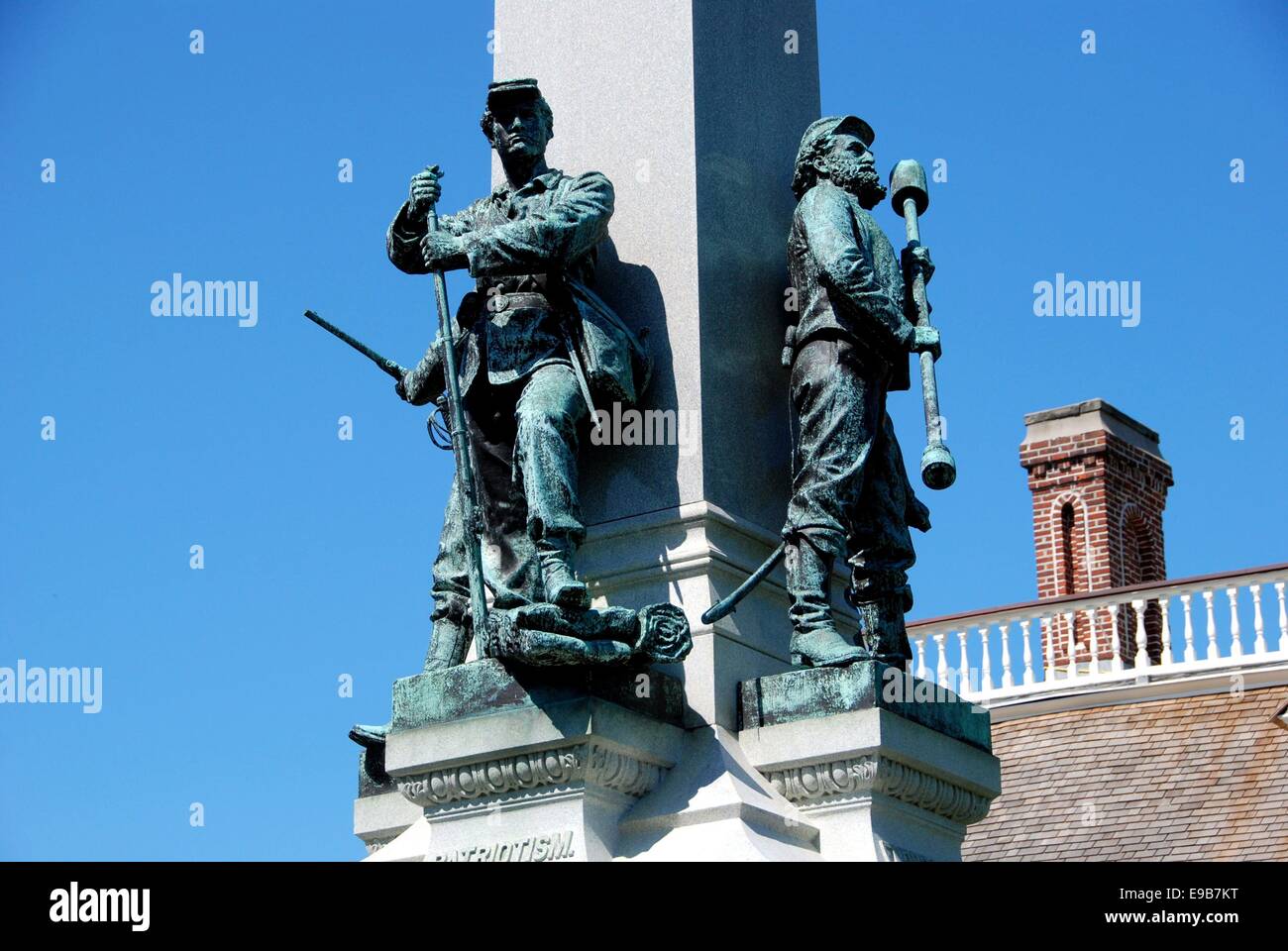 YONKERS, NY: Soldiers with their weapons stand at the base of the 1892 ...