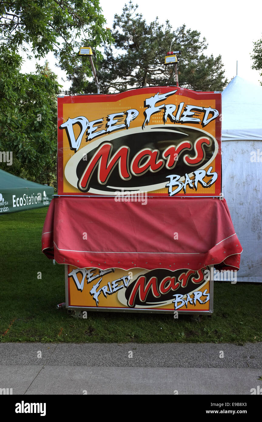 A closed deep fried Mars bars food stand Stock Photo - Alamy