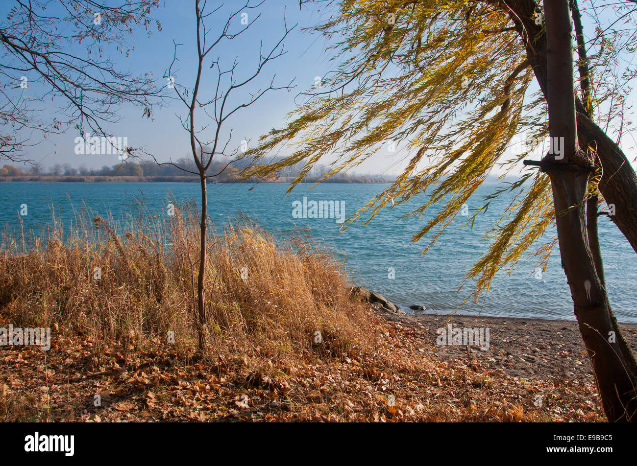 Michigan park along the detroit river in fall Stock Photo - Alamy