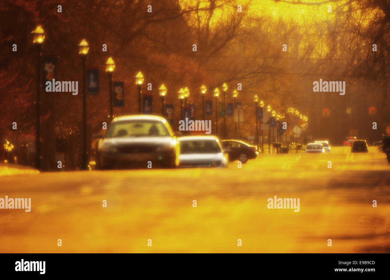 Early morning on village road hi-res stock photography and images - Alamy