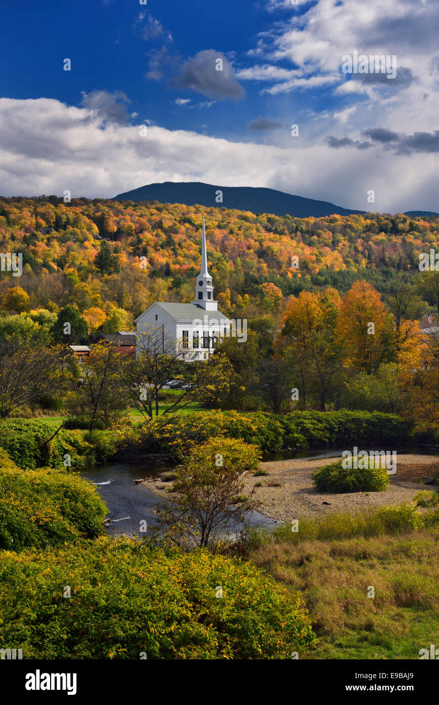 Fall Foliage Stowe Community Church High Resolution Stock Photography ...